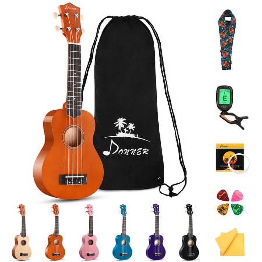 Donner DUT-1 Tenor Ukulele Mahogany Professional 26" Starter Bundle Kit ...