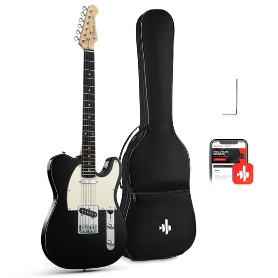 Donner, Electric Guitar, DTL-100, Solid Body with Gig Bag, Black ...