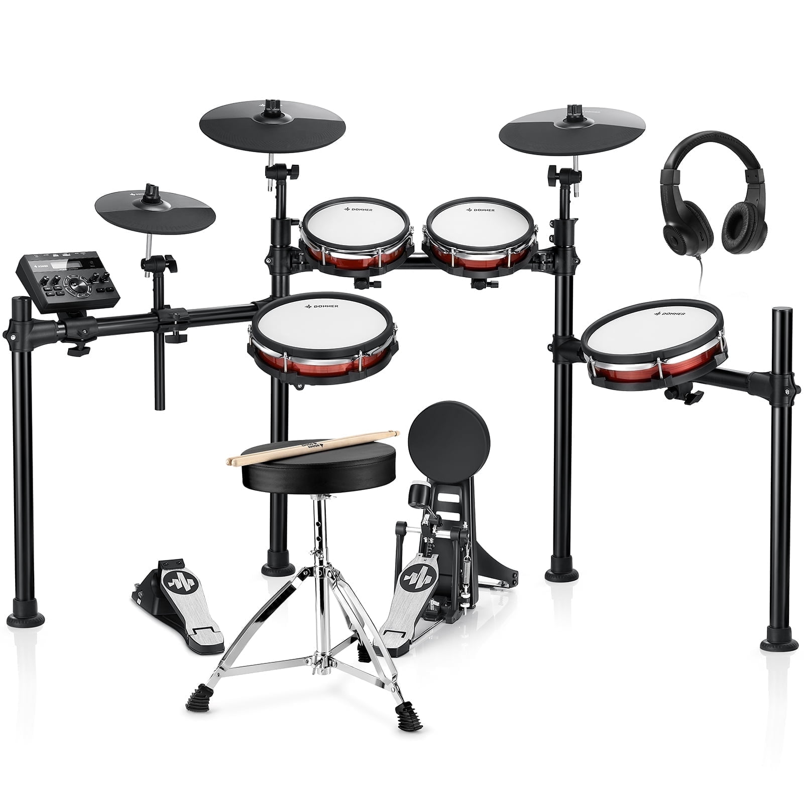 Donner Electric Drum Set for Beginners, 272 Sounds, 4 Mesh Drums, Heavy ...