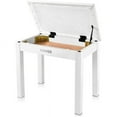 Donner Piano Bench with Storage, Solid Wood Stool, White, High-Density ...