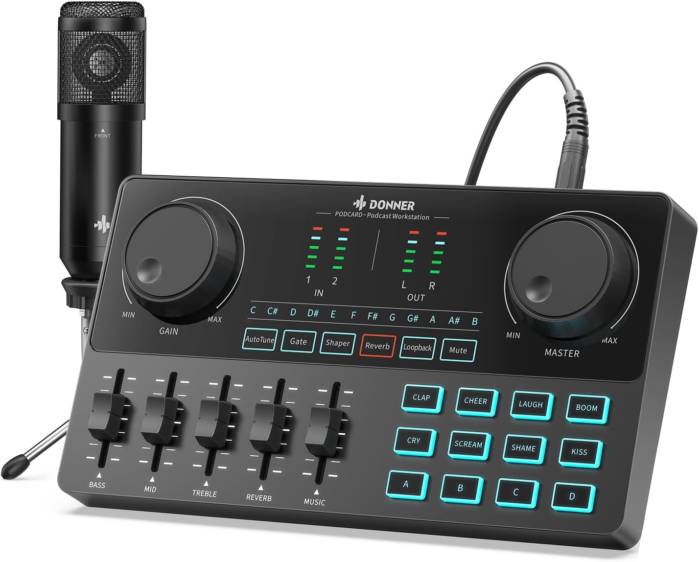 Podcast Condenser Microphone Equipment Bundle, Live Sound Card DJ Mixer ...