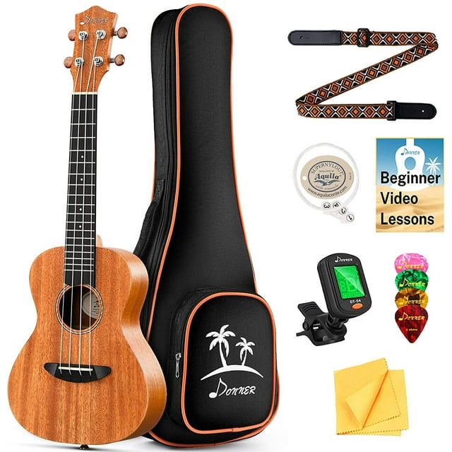 Donner Professional Concert Ukulele Mahogany 23" Starter Bundle Kit ...