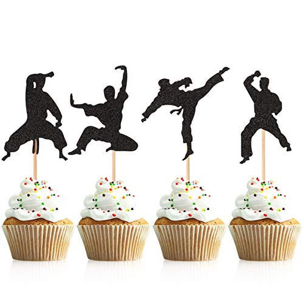 Donoter 48 Pcs Glitter Martial Arts Cupcake Toppers Karate Taekwondo ...