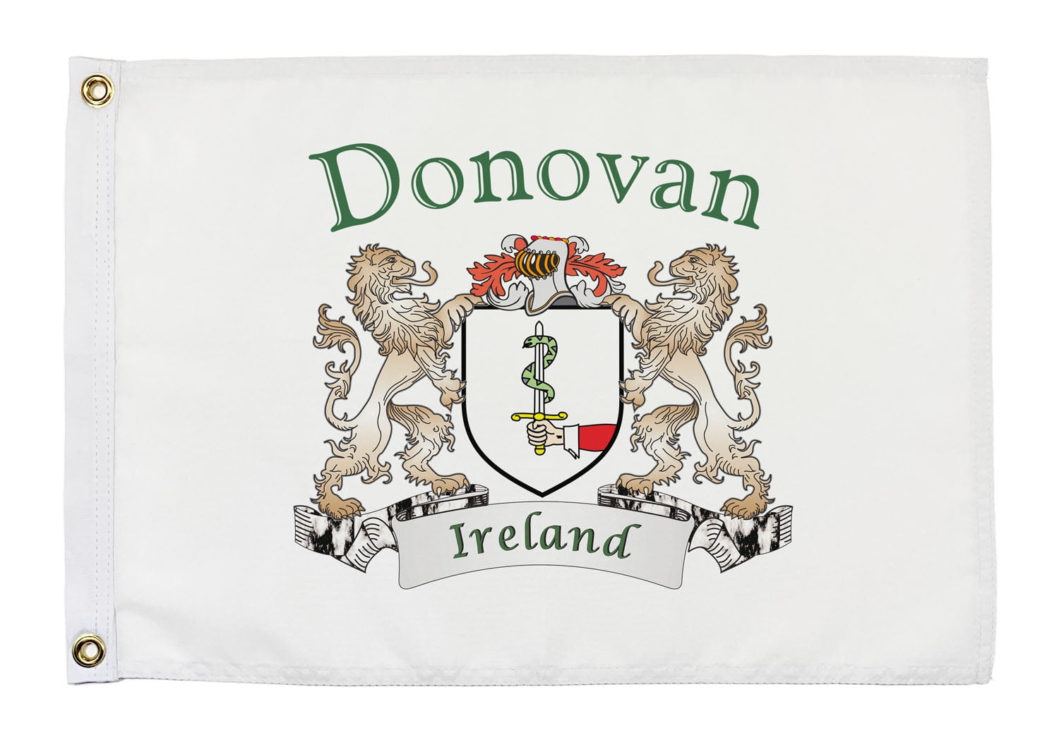 Donovan Irish Coat of Arms Small White Flag - 16"x10.5" inches ...