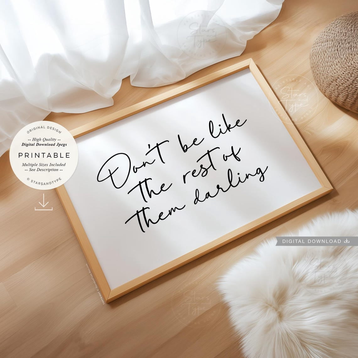 Dont Be Like The Rest Darling Quote Poster, Unframed Size 24x36 ...