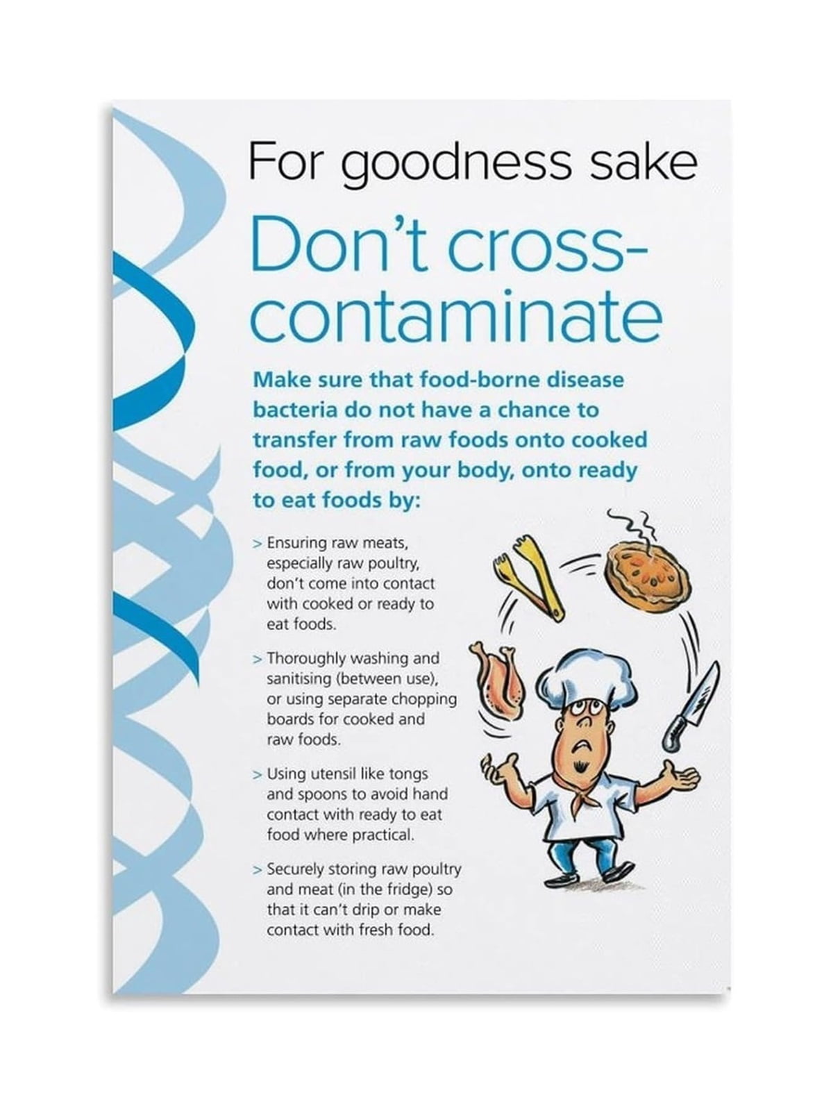 Dont Cross Contaminate Poster Food Safety Educational Chart for Kitchen ...
