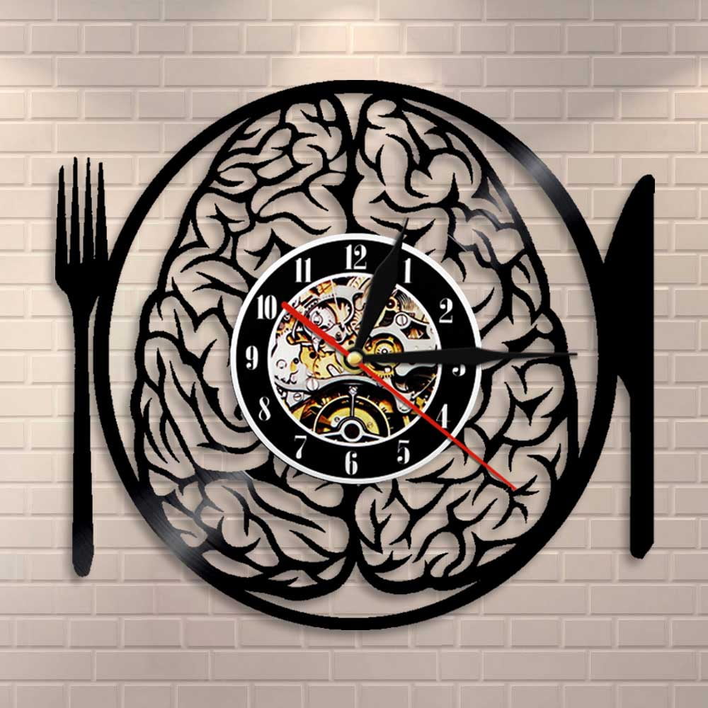 Dont Eat My Brain Wall Art Brain With Cutlery Wall Clock Neuron ...