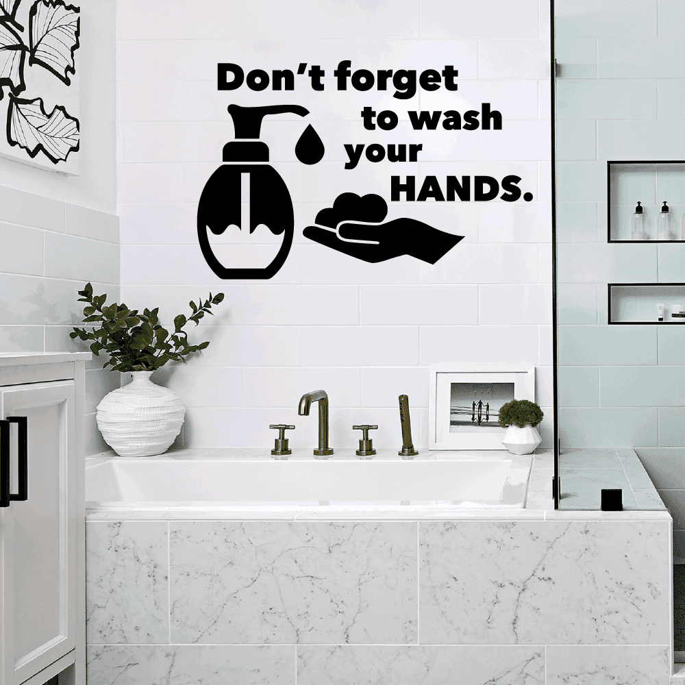 Dont Forget To Wash Your Hands- Bathroom Rules Vinyl Wall Art Sticker ...
