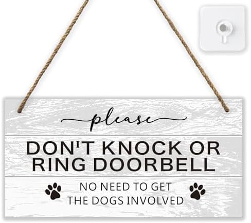 Dont Knock Sign for Front Door, Do Not Ring Doorbell Sign with a Hook ...