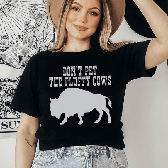Dont Pet The Fluffy Cows Tee Black Heather S Peachy Sunday T-Shirt ...