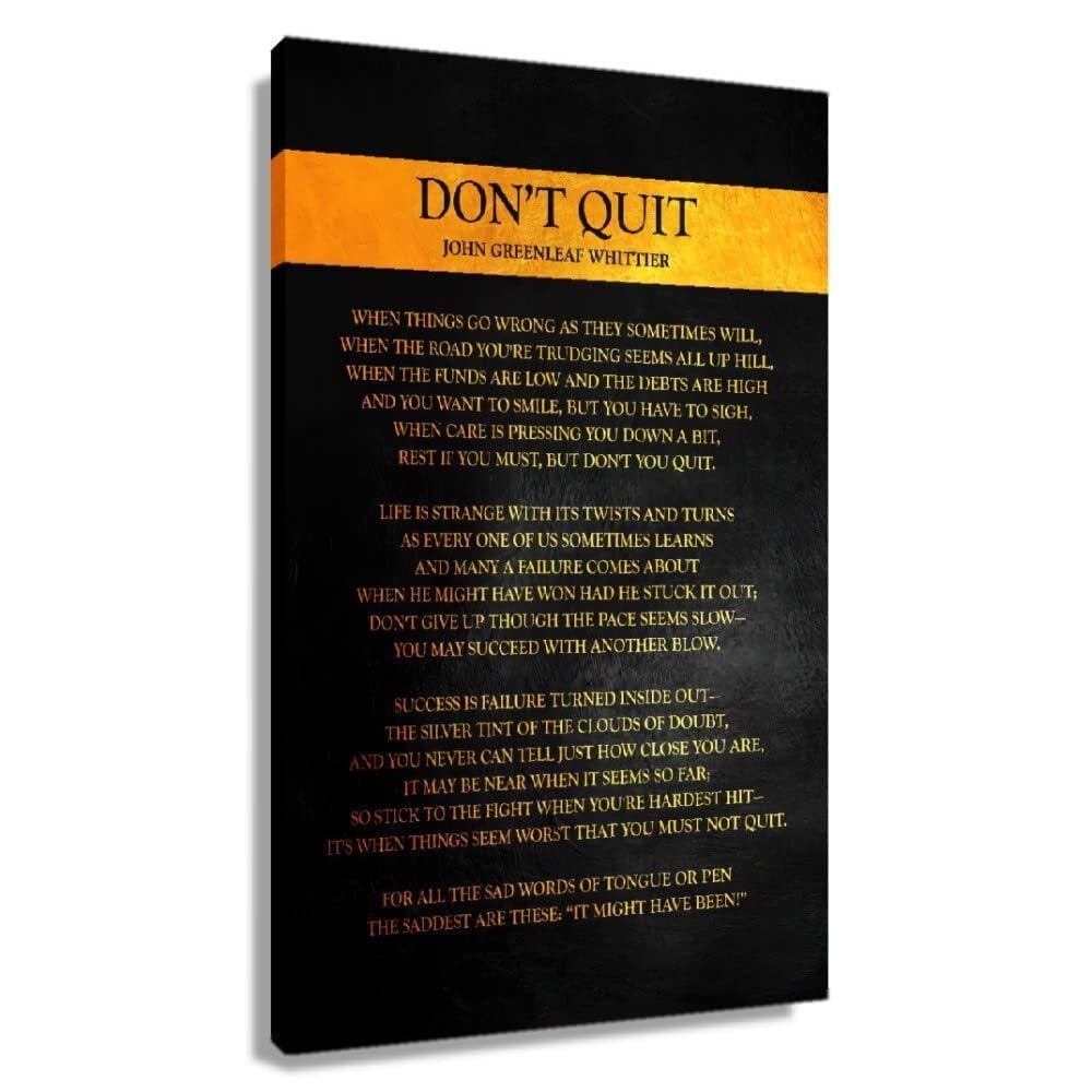 Dont Quit Poem Framed Wall Art Canvas Motivational Poster Inspirational ...