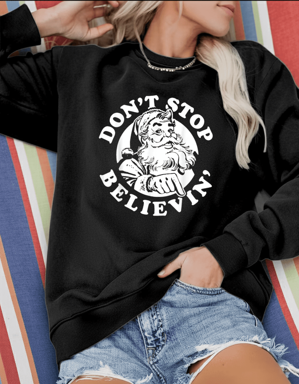 Dont Stop Believin In St Nick Funny Christmas Themed Sweatshirt, for ...
