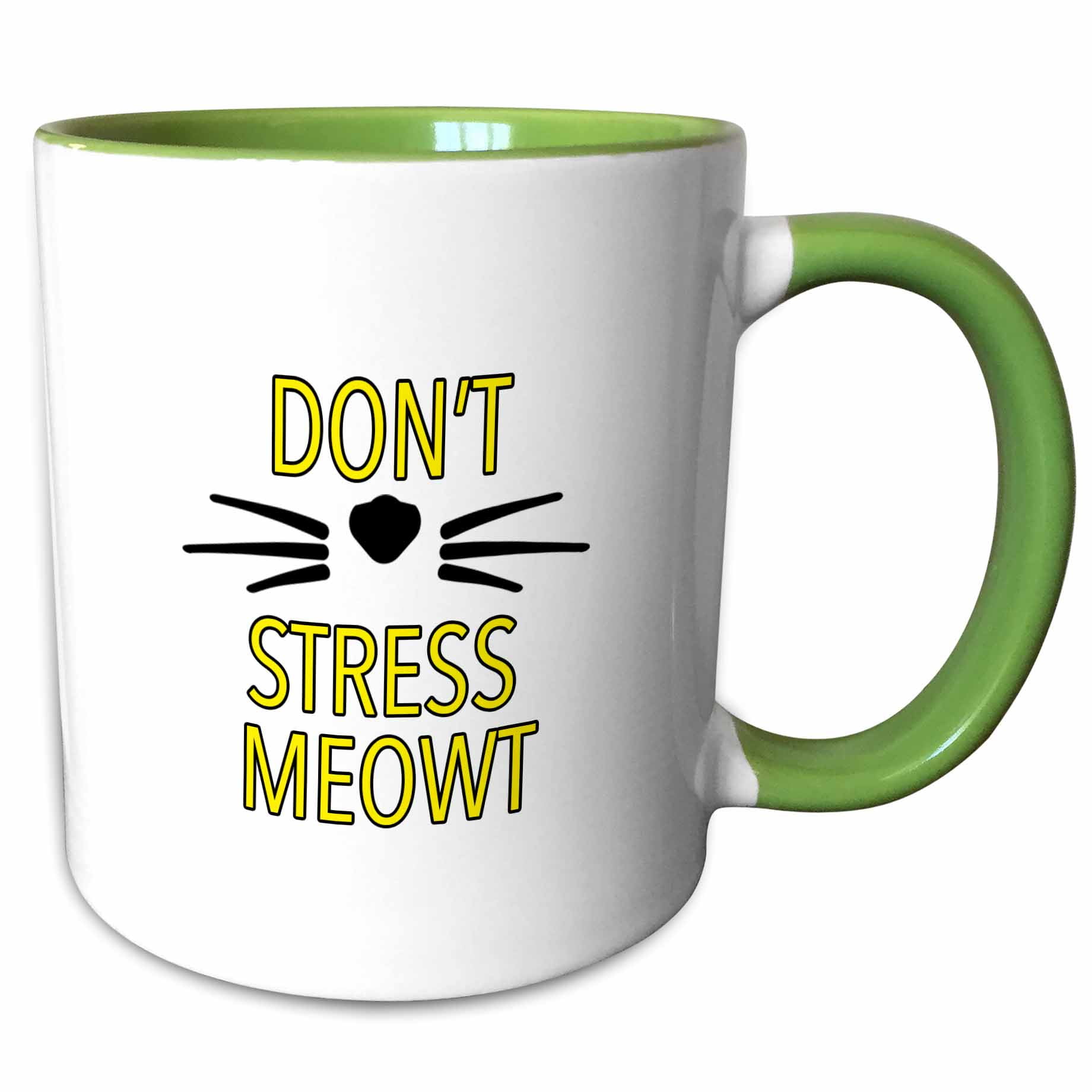 3drose, Dont Stress Meowt Yellow, 15oz Two-tone Green Mug - Walmart.com