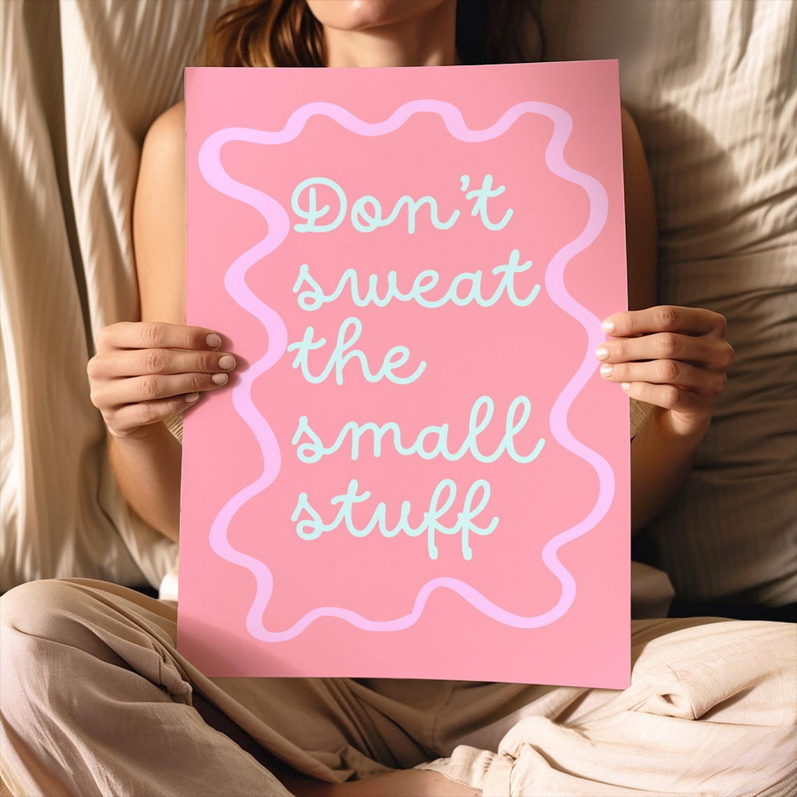 Dont Sweat The Small Stuff Retro Motivational Wall Art, Unframed Canvas ...