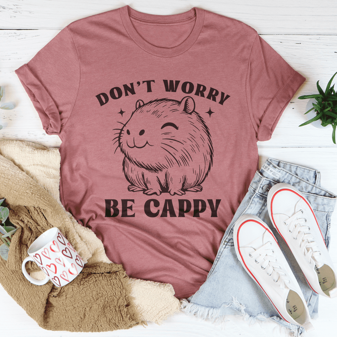 Dont Worry Be Cappy Tee Heather Prism Peach S Peachy Sunday T-Shirt ...