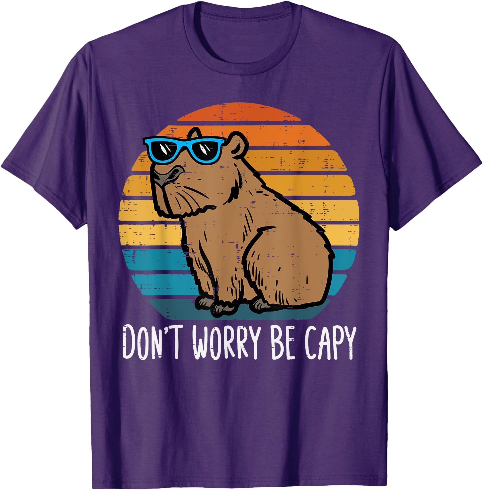 Dont Worry Be Capy Capybara Retro Unisex T-Shirt for Men Women Kids ...