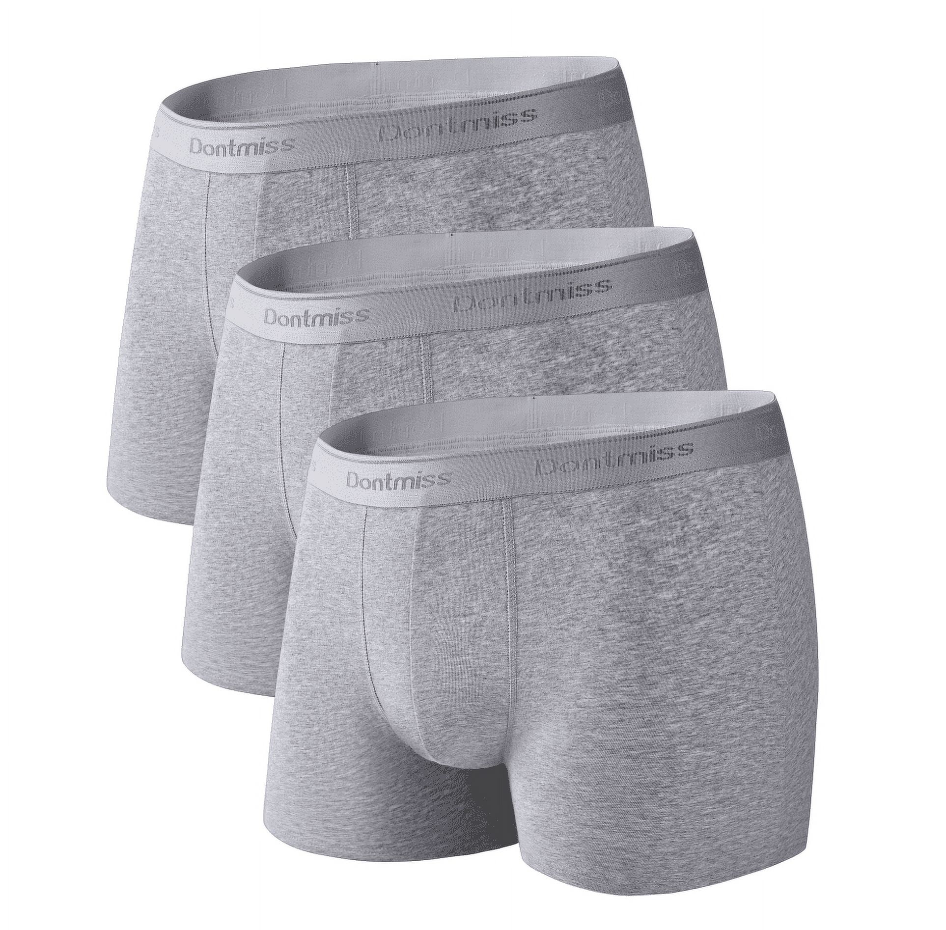 Dontmiss Men's Cotton Stretch Boxer Briefs, 3-Pack, Moisture-Wicking ...