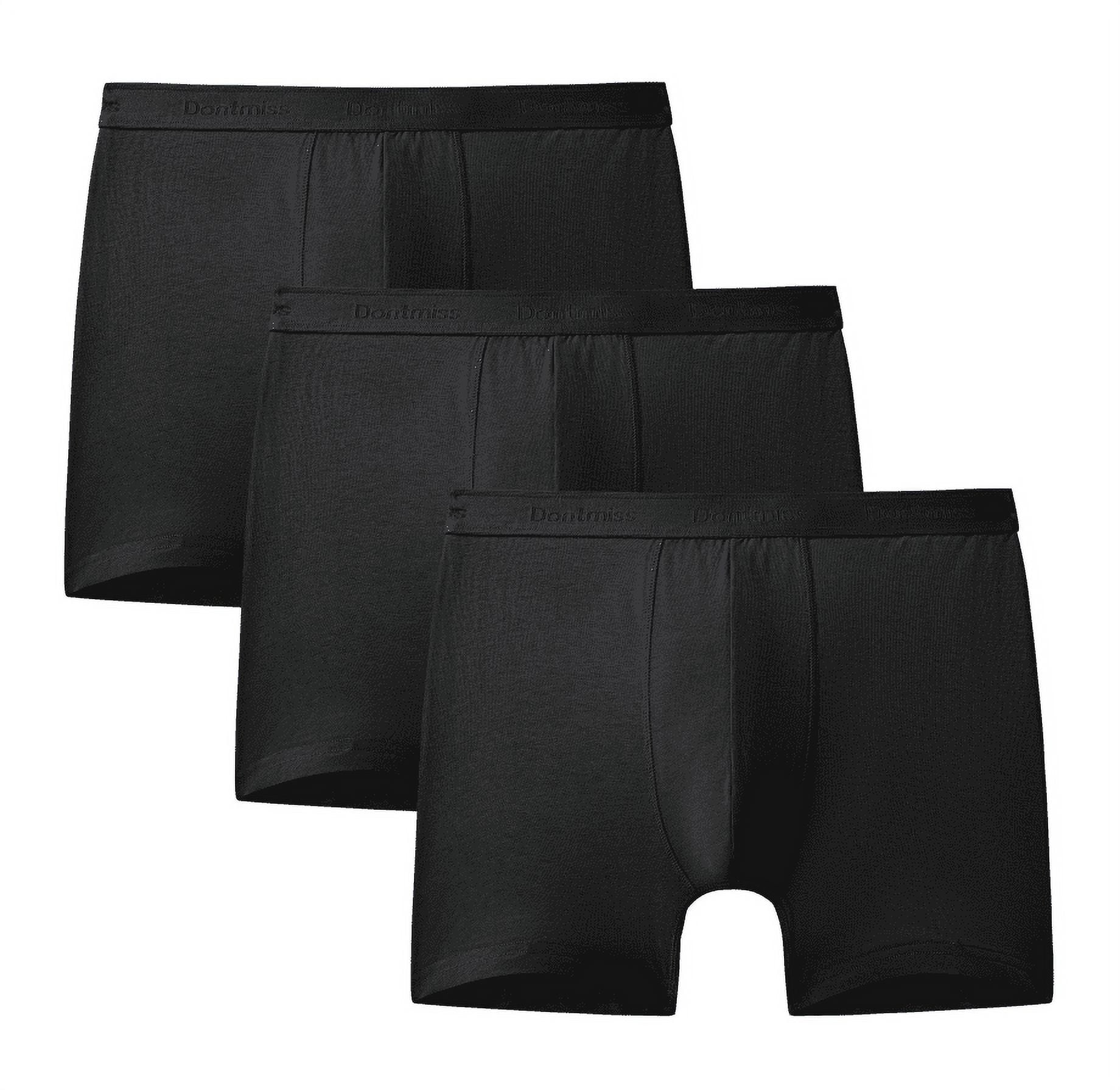 Dontmiss Men's Anti-Chafing Bamboo Viscose Underwear, 3-Pack Boxer ...