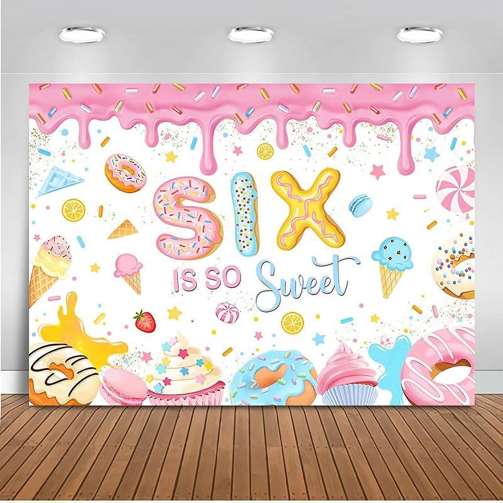 Donut 7th Birthday Backdrop Sweet Sassy and Seven Birthday Decorations ...