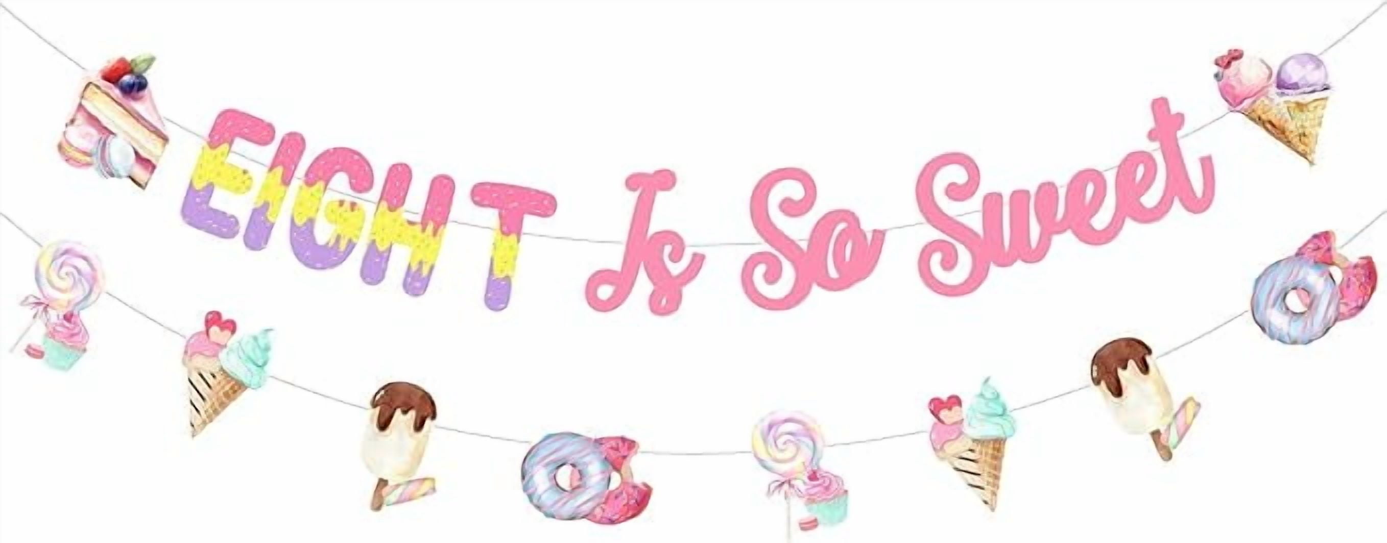 Donut 8th Birthday Decorations, Eight Is So Sweet Banner Ice Cream ...