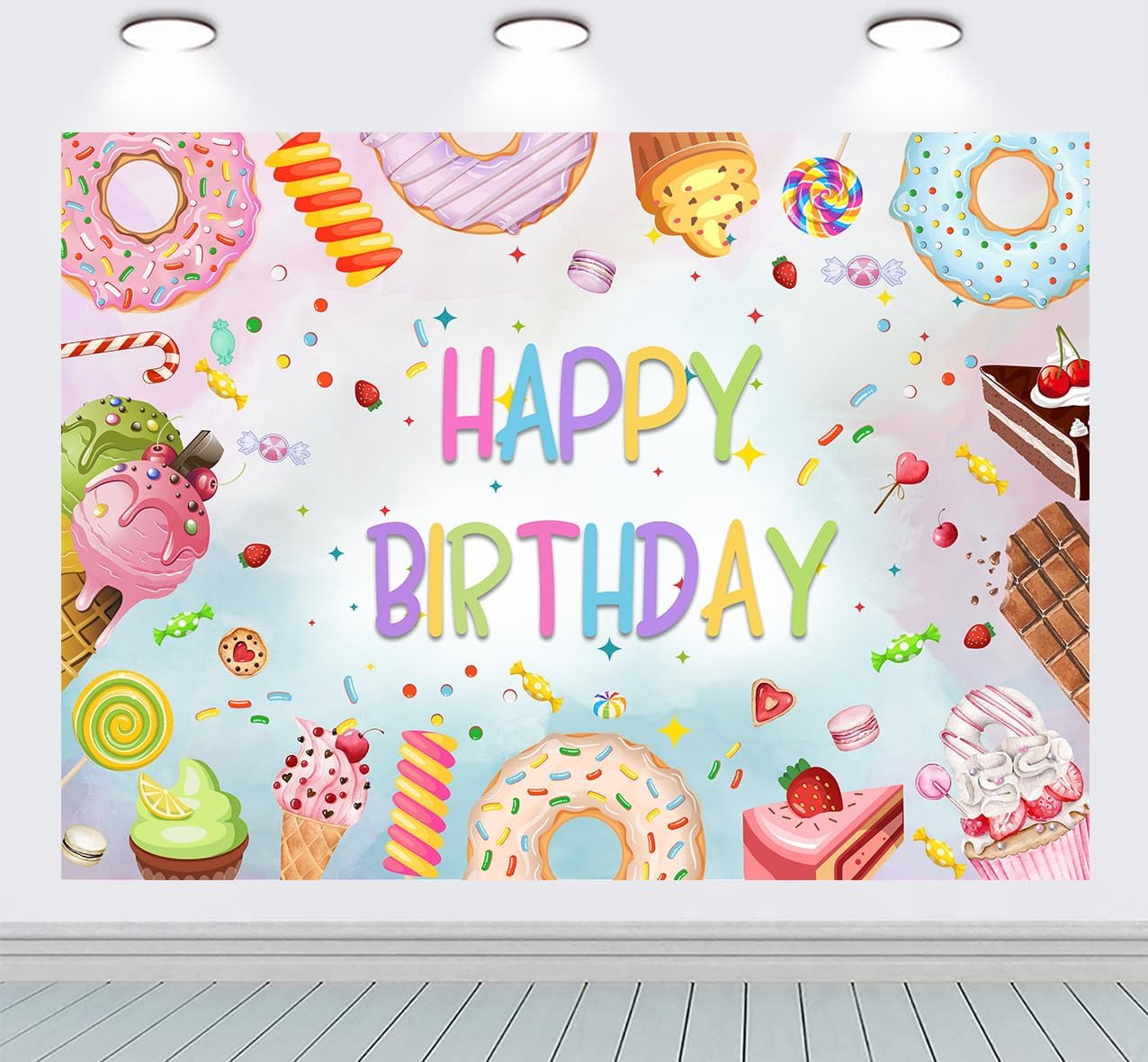 Donut Backdrop for Birthday Sweet Donut Happy Birthday Party ...