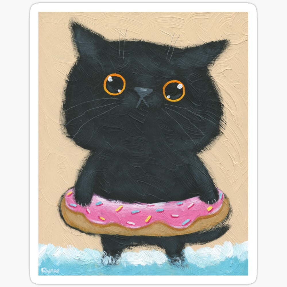 Donut Beach Cat 2 Sticker Phone Decal Water Bottle Stickers Car Decals ...