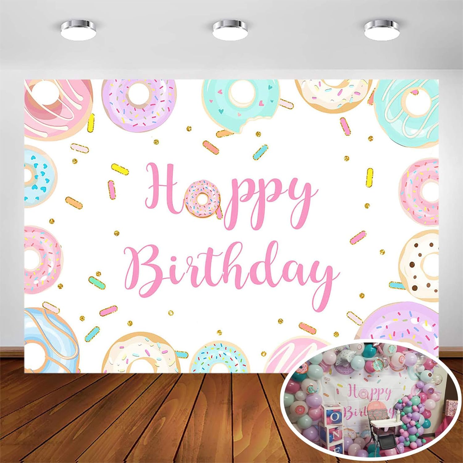 Donut Birthday Backdrop for Girls Party Decorations Sweet Donut Happy ...