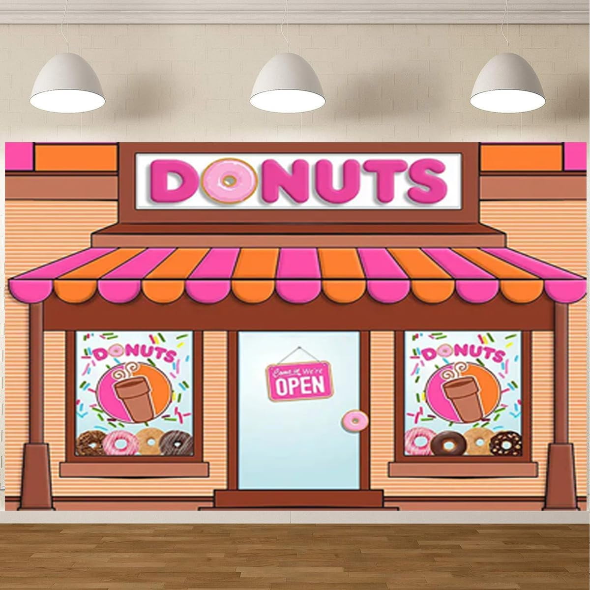 Donut Birthday Backdrop for Photoshoot Sweet Pink Donut Shop Background ...