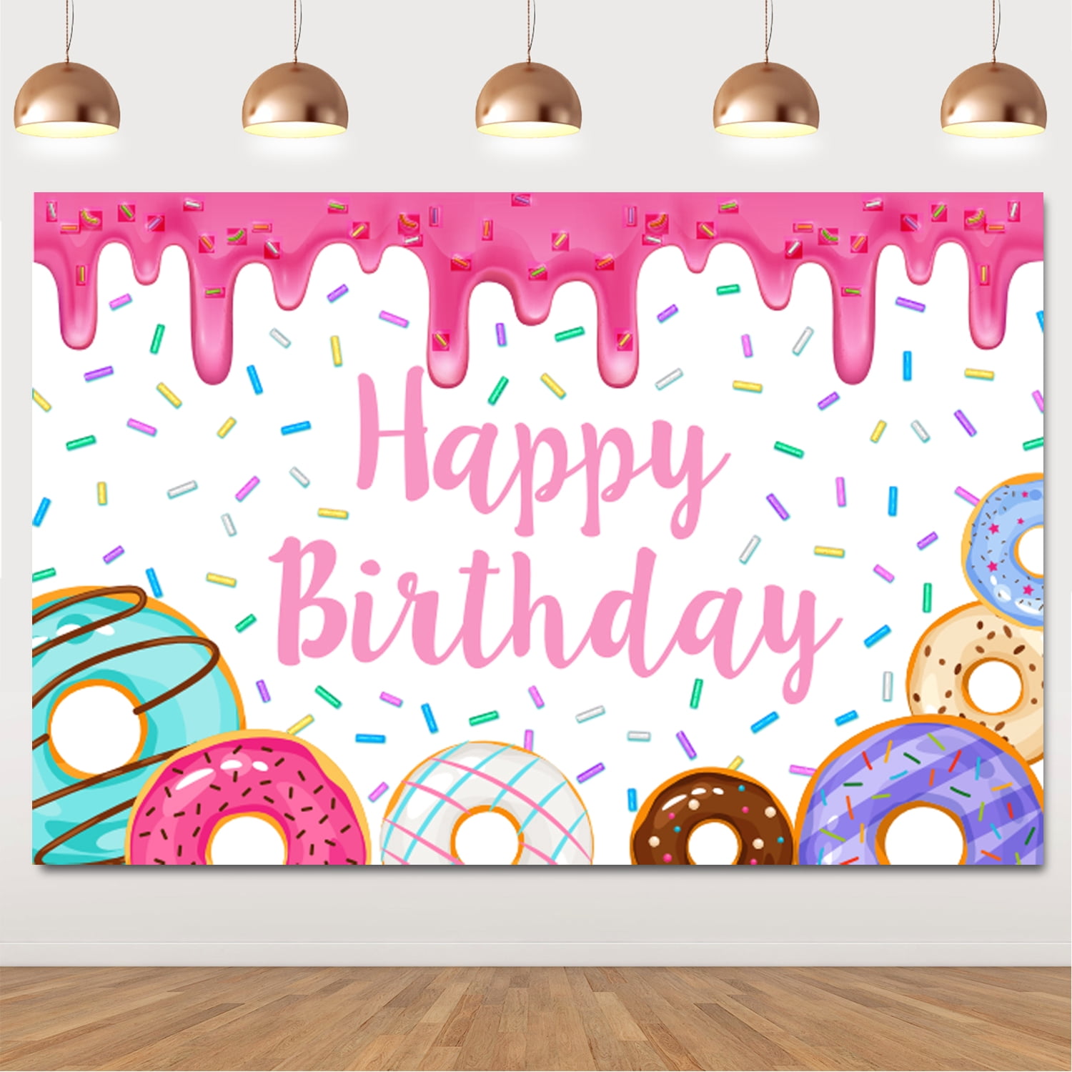 Donut Birthday Background for Girls Birthday Party Decoration, Sweet ...