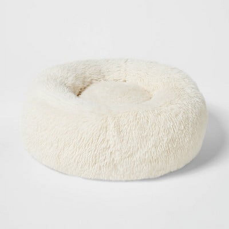 Donut Bolster Dog Bed – Soft Plush Round Pet Bed, Cream - Walmart.com