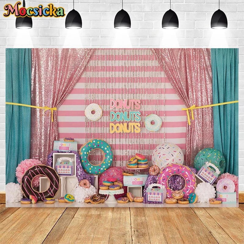 Donut Cake Smash Photography Backdrops Donuts Grow Up Girl 1st Birthday ...