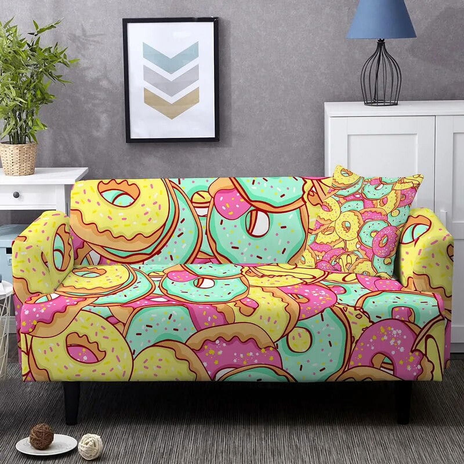 Donut Cartoon Sofa Cover Corner L Shape Slipcover Stretch 1/2/3/4 ...