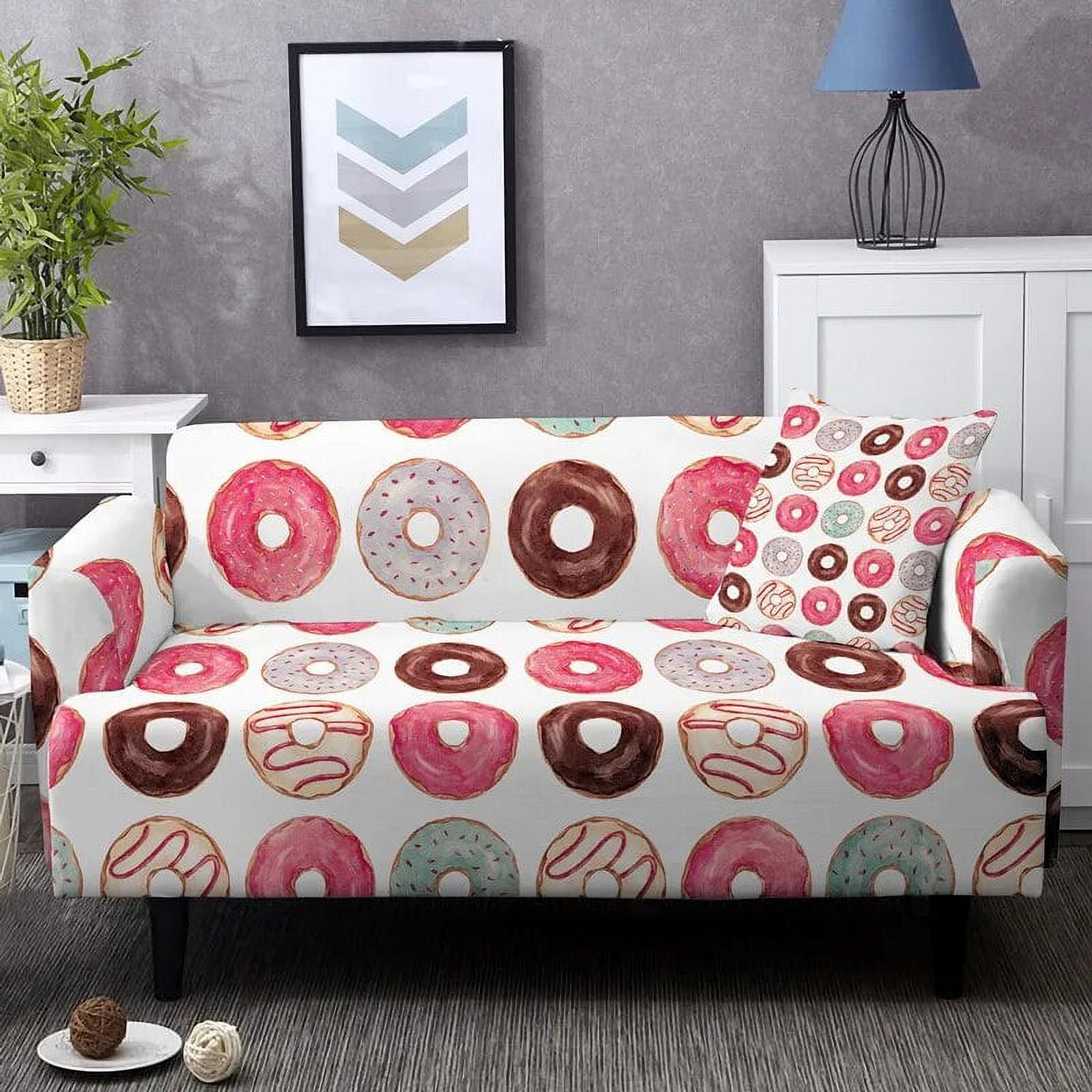 Donut Cartoon Sofa Cover Corner L Shape Slipcover Stretch 1/2/3/4 ...