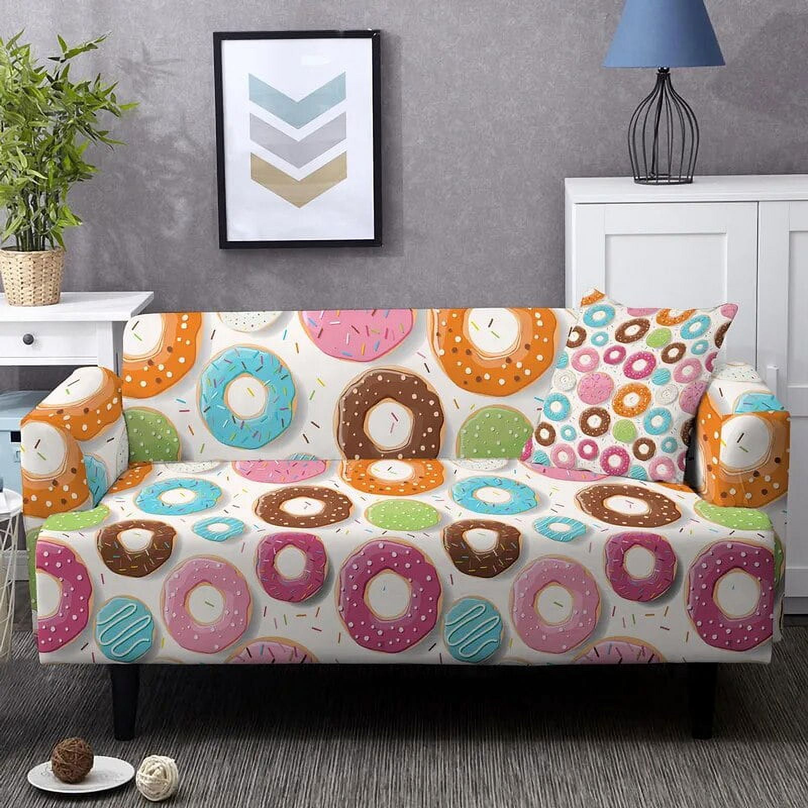 Donut Cartoon Sofa Cover Corner L Shape Slipcover Stretch 1/2/3/4 ...