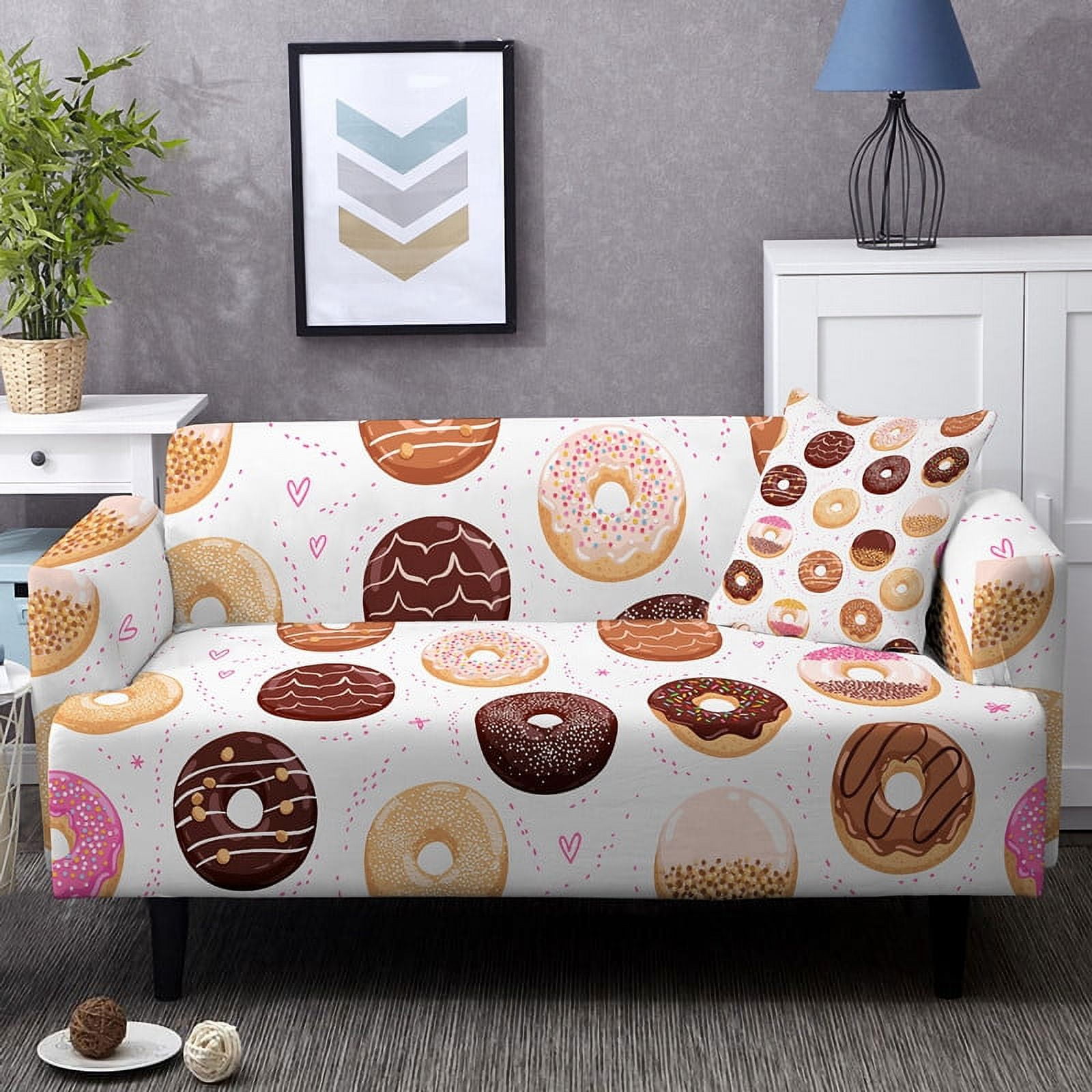 Donut Cartoon Sofa Cover Corner L Shape Slipcover Stretch 1/2/3/4 ...