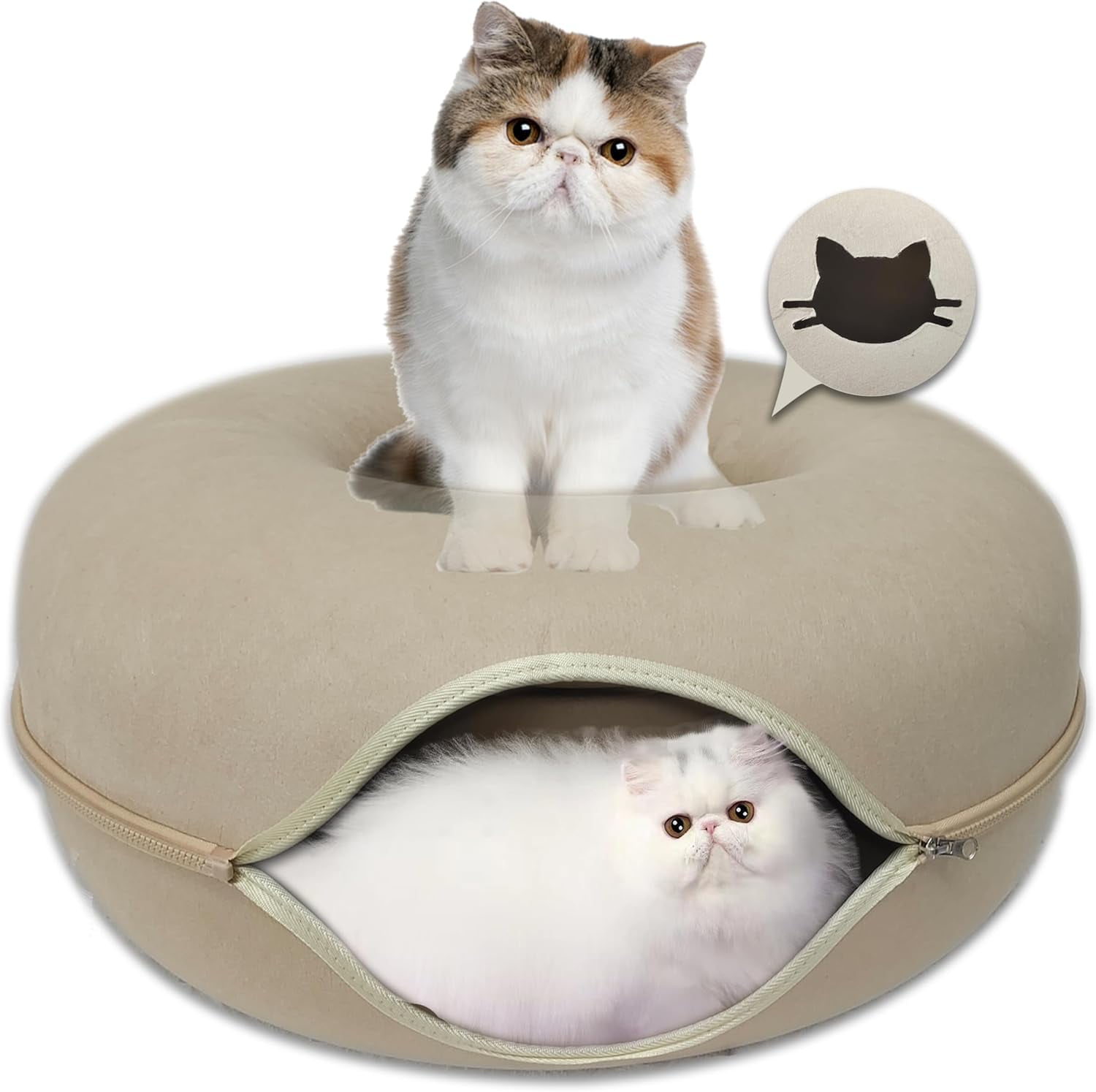 Donut Cat Tunnel Bed Peekaboo Cat Cave for Large Cats Up to 30 Lbs ...