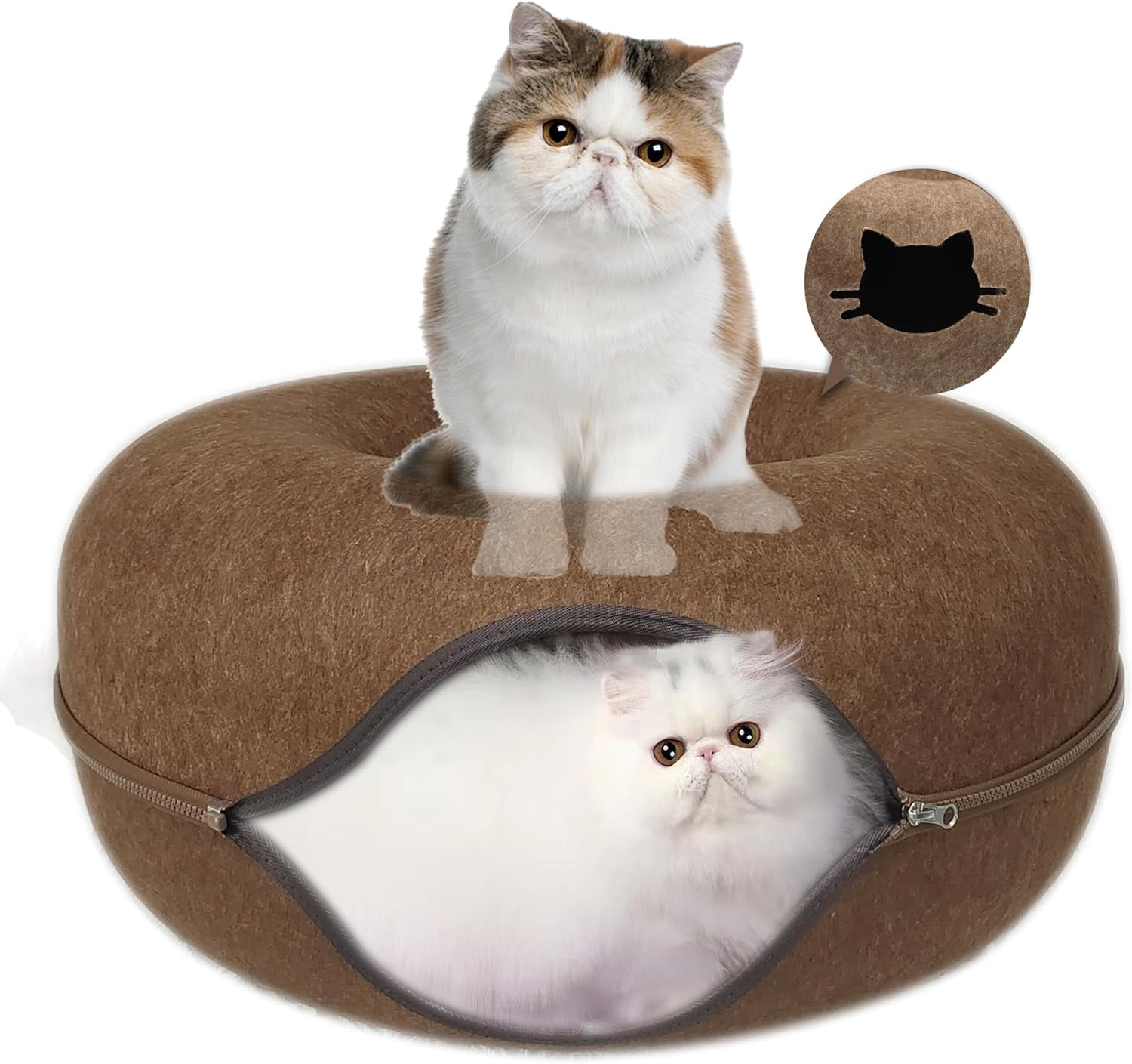 Donut Cat Tunnel Bed Peekaboo Cat Cave for Large Cats Up to 30 Lbs ...