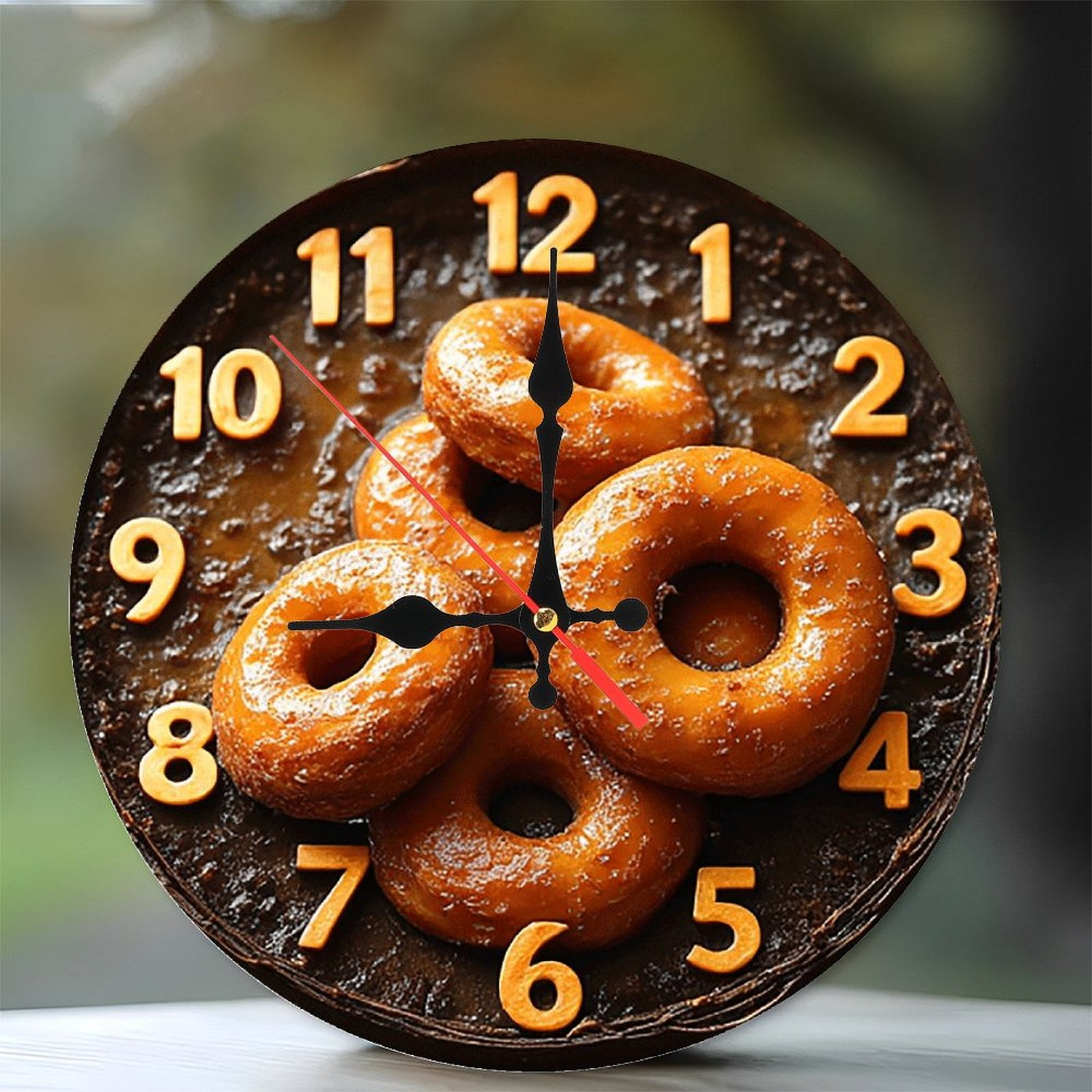 Donut Clock Wall Decor Glazed Donuts 10-Inch Silent Wooden Wall Clock ...