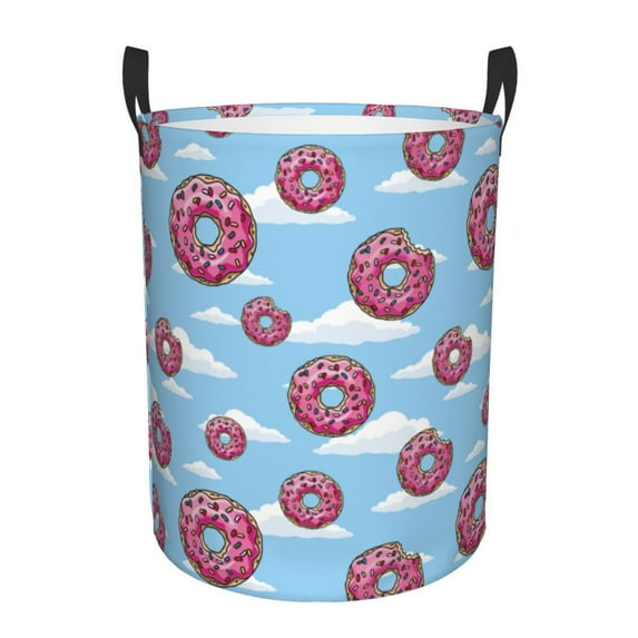 Donut Clouds Print Laundry Basket with Handles - Freestanding Laundry ...