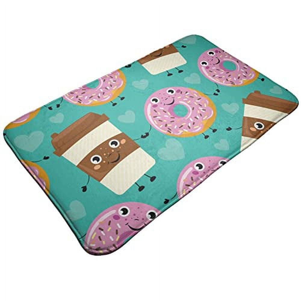 Donut Coffee Cup Door Mat 30 x 18 Inch Sponge Velvet Surface Area Rug ...