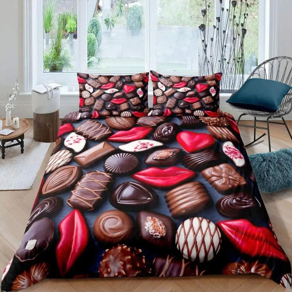 Donut Comforter Cover Dessert Duvet Cover Set Food Theme Quilt Cover ...