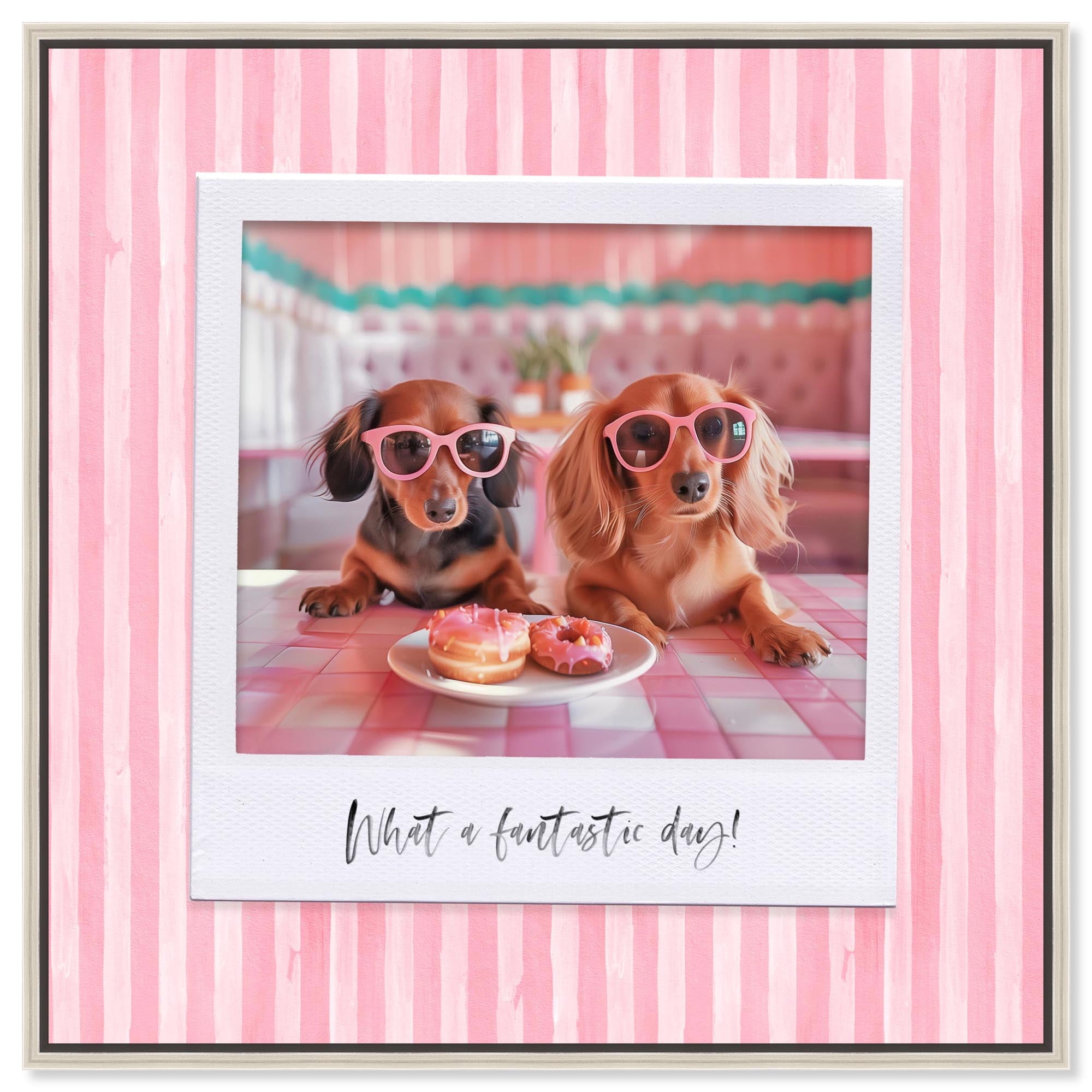 Donut Date Polaroid Canvas Kids Art Prints by Art Remedy, Silver Frame ...