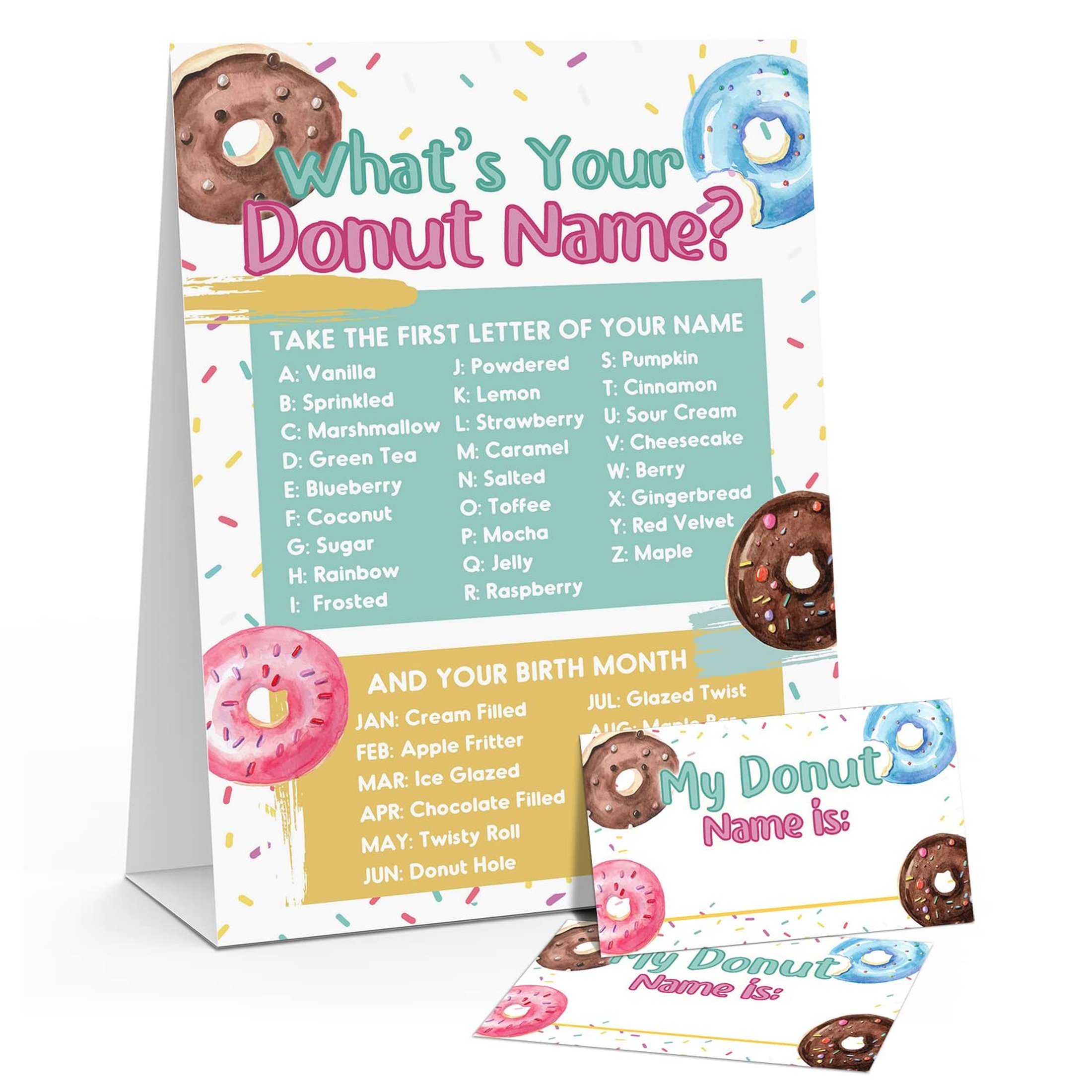 Donut Delight Name Game - Fun Birthday Party Activity with 1 Game Sign ...