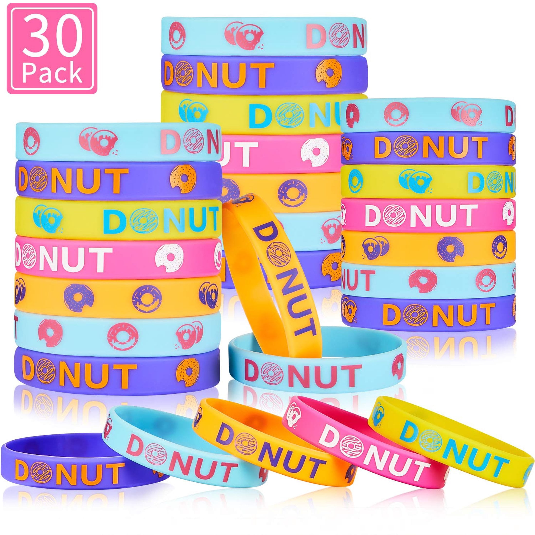 Donut Delight Wristbands - Set of 30 Silicone Bracelets for Sweet ...