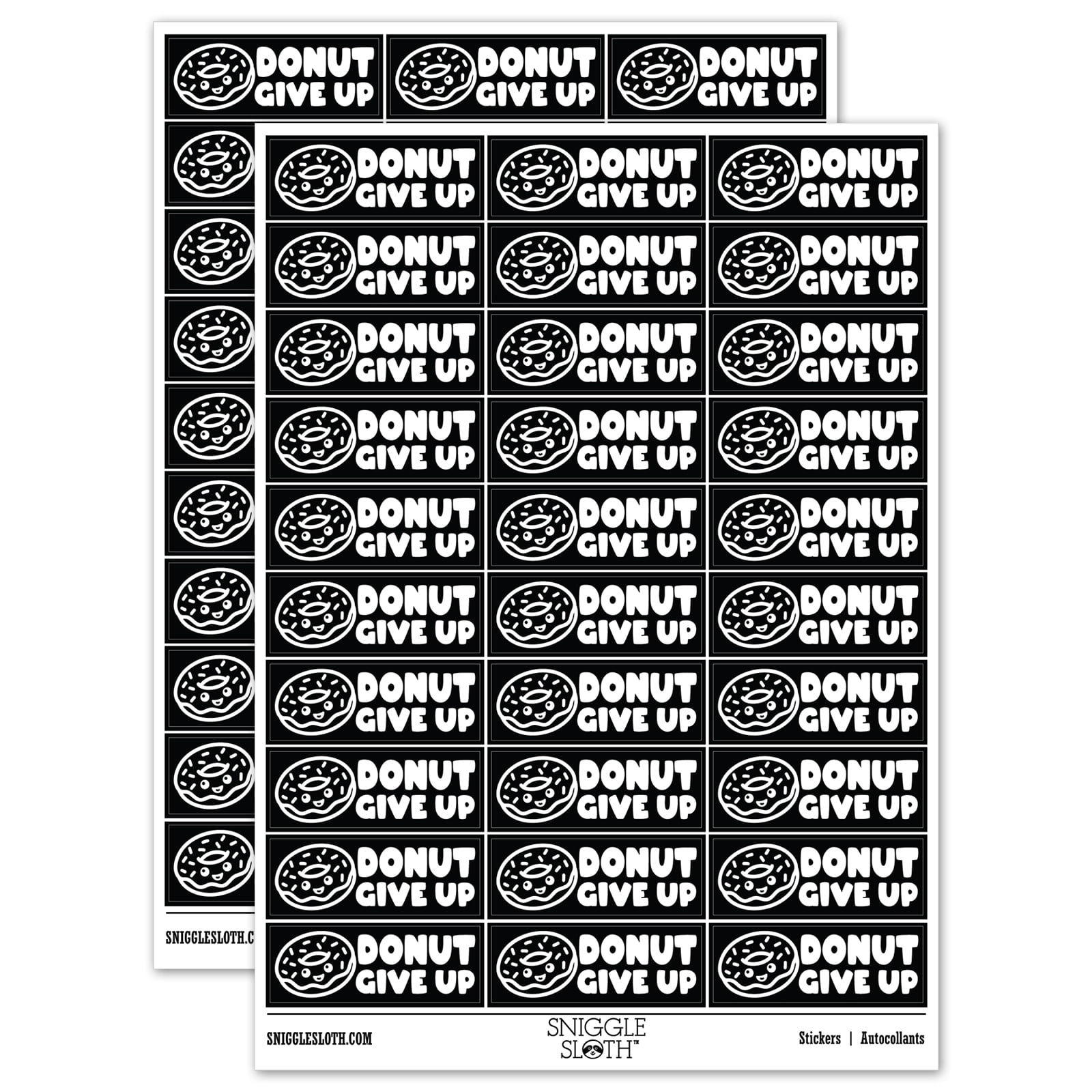 Donut Do Not Give Up Teacher Student School Sticker Set - Black - Matte ...