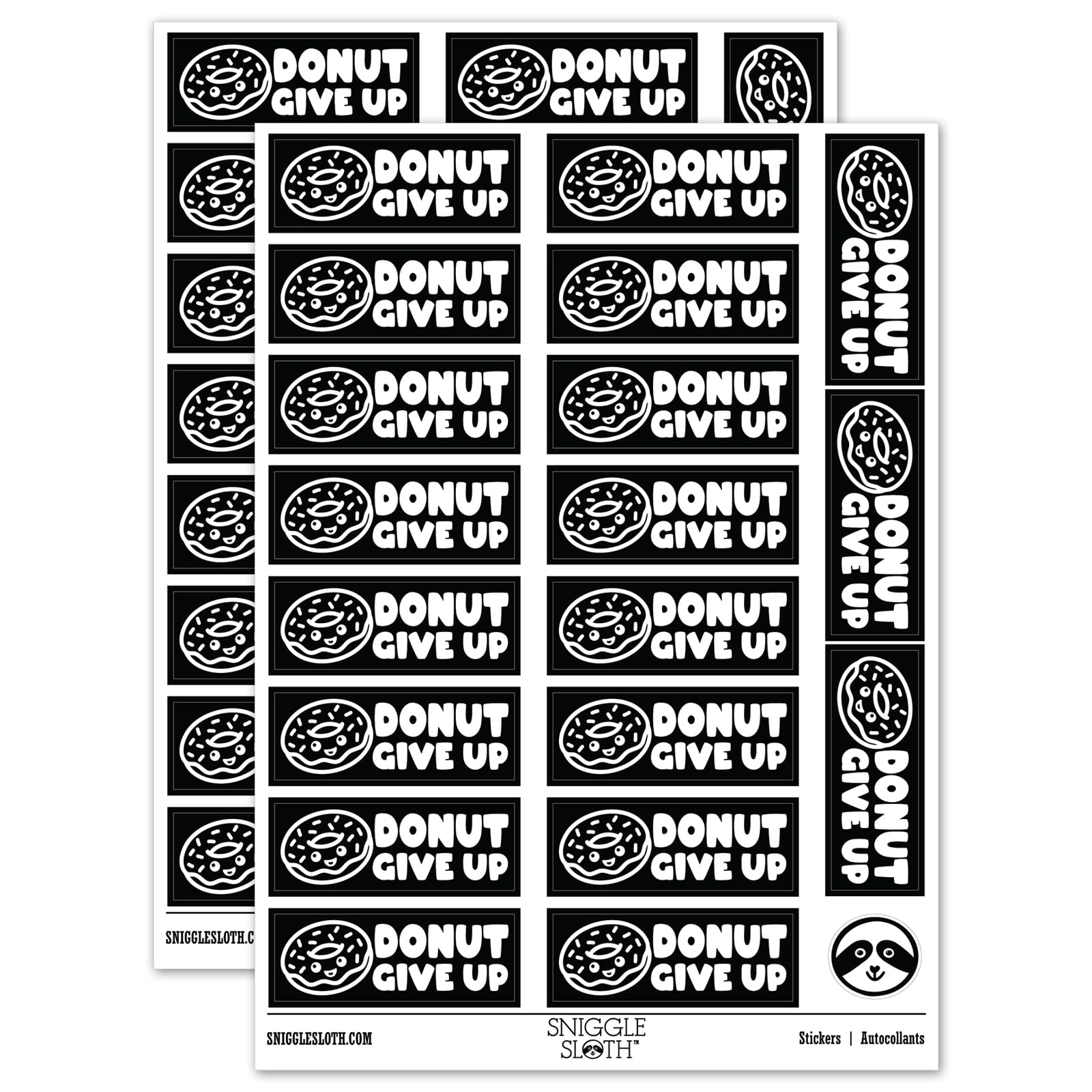 Donut Do Not Give Up Teacher Student School Sticker Set - Black - Matte ...
