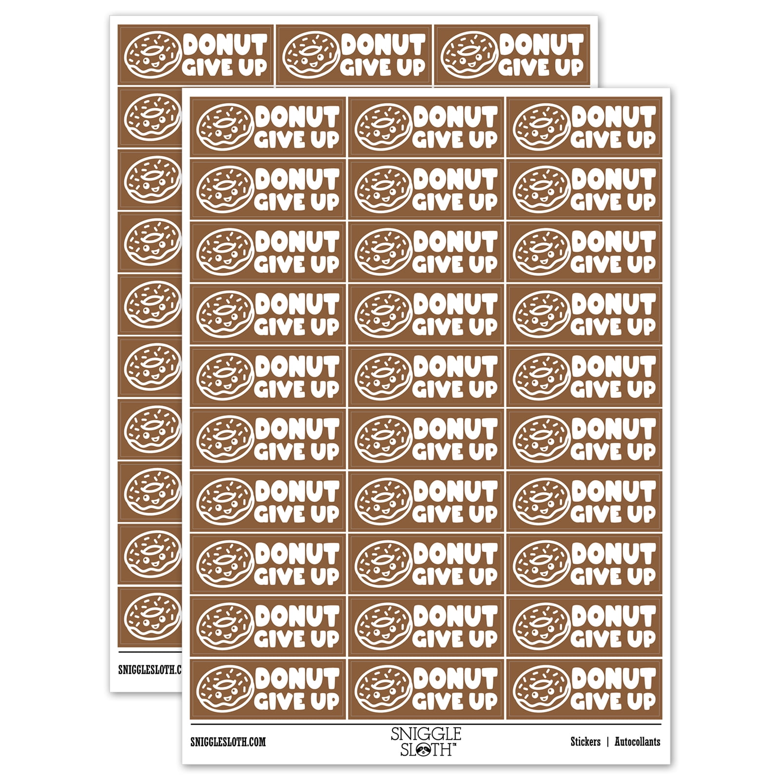 Donut Do Not Give Up Teacher Student School Sticker Set - Brown - Gloss ...