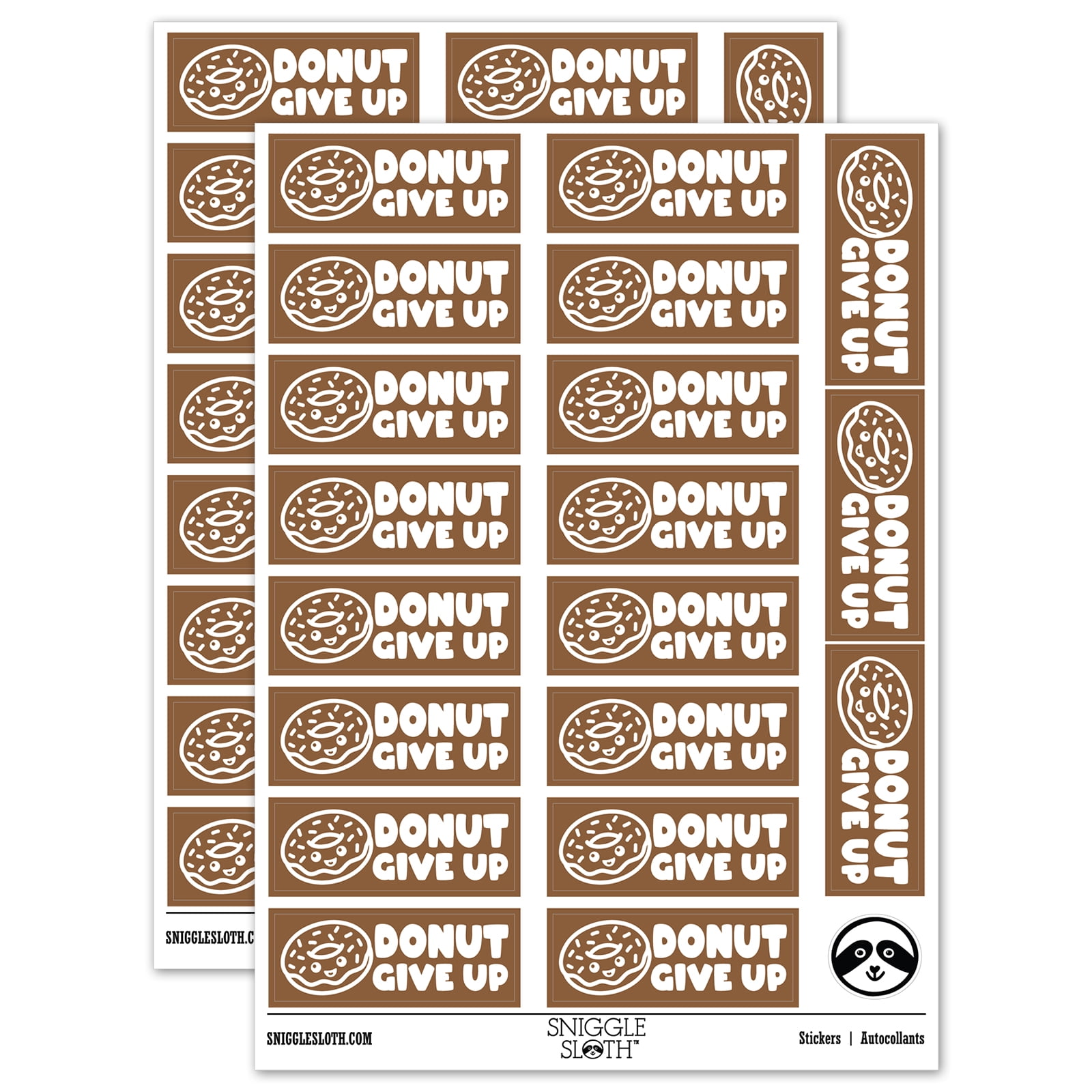 Donut Do Not Give Up Teacher Student School Sticker Set - Brown - Matte ...