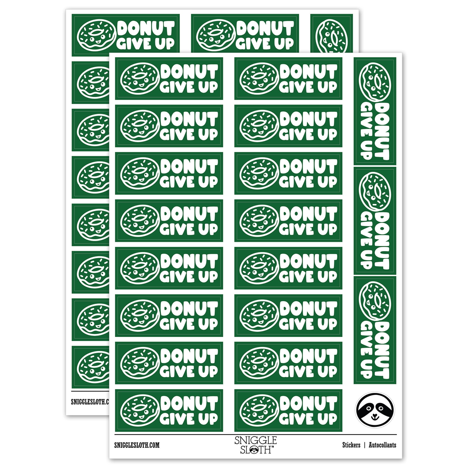 Donut Do Not Give Up Teacher Student School Sticker Set - Dark Green ...