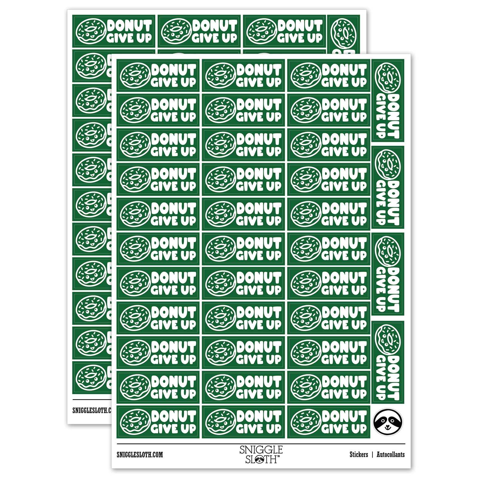 Donut Do Not Give Up Teacher Student School Sticker Set - Dark Green ...